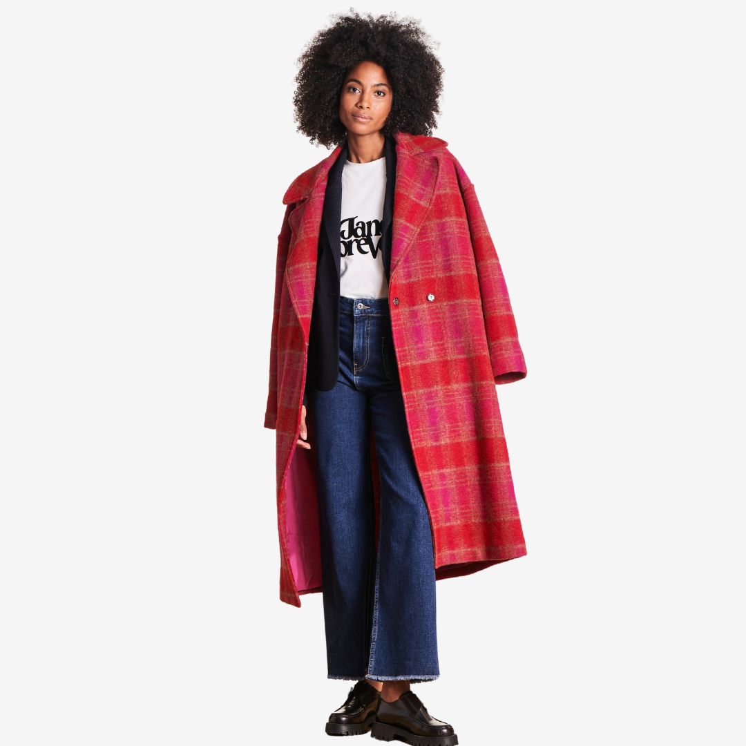 Long checkered coat store