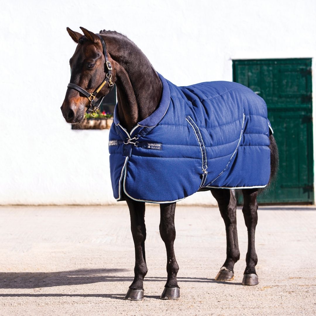 Horseware Rambo Cosy Heavy Stable Rug in Navy & Beige (400g)